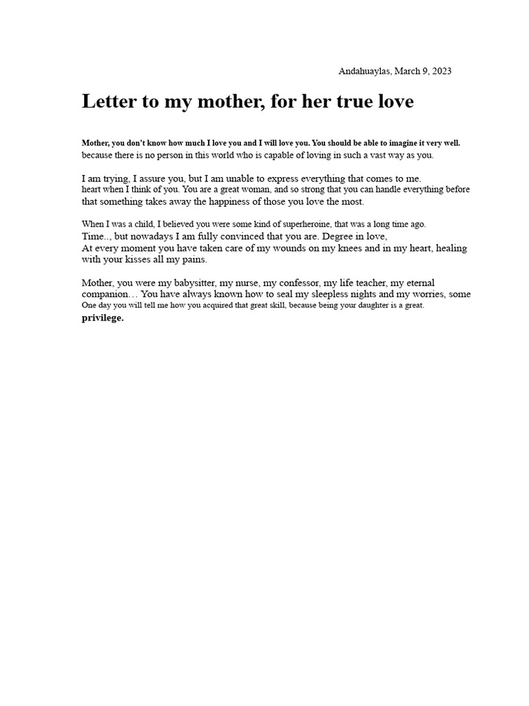 Letter To My Mom | PDF