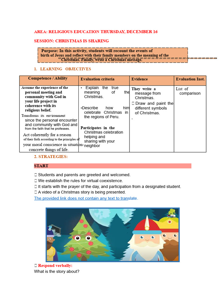 Religion Session - Christmas Is Sharing, December 13. | PDF | Christmas ...