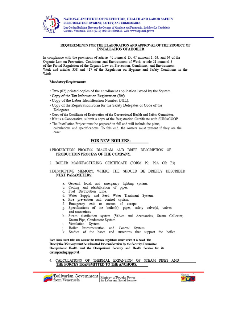 Project Requirements Boiler Installation | PDF | Boiler | Pipe (Fluid Conveyance)