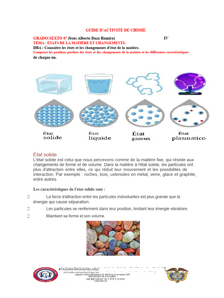 États de la matière et transformations | PDF