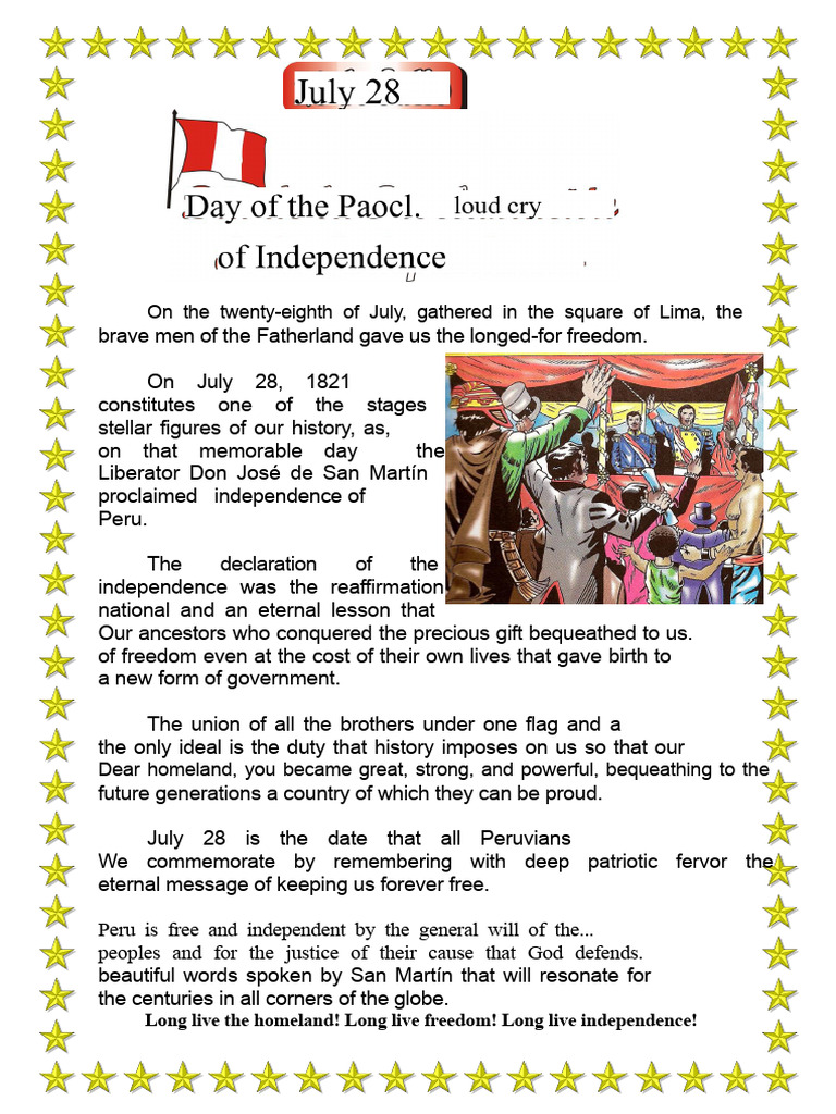 July 28 - Independence Proclamation Day. | PDF