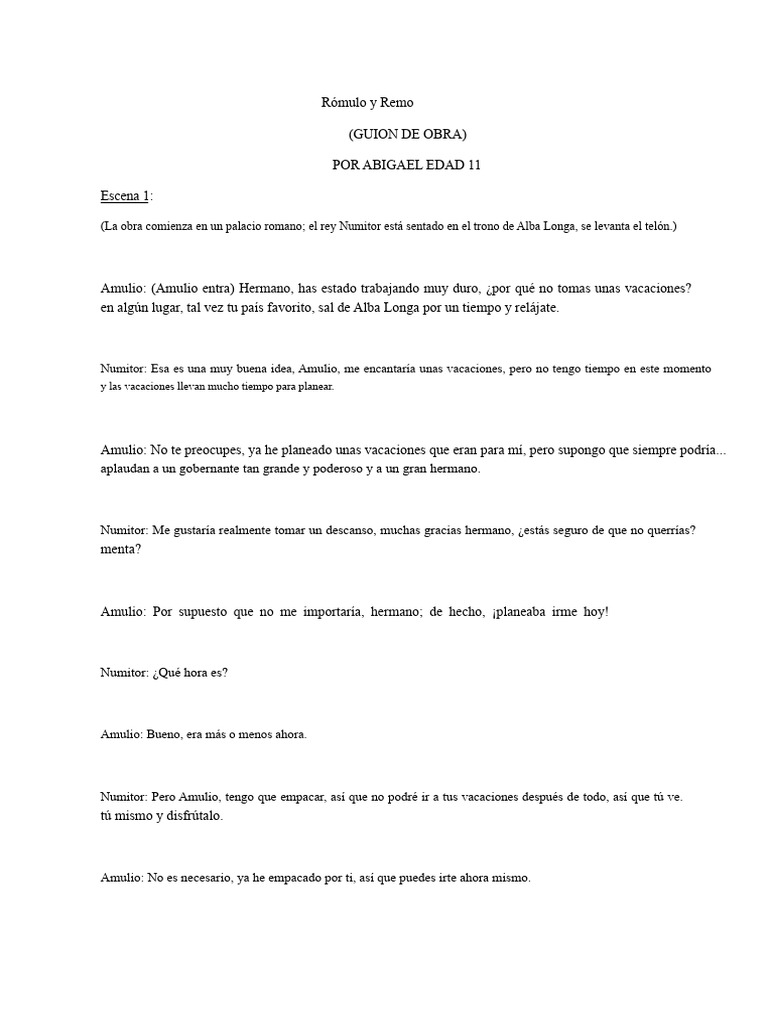 El Destierro del Rey Amulio | PDF | Romulus y Remus | Mitología romana