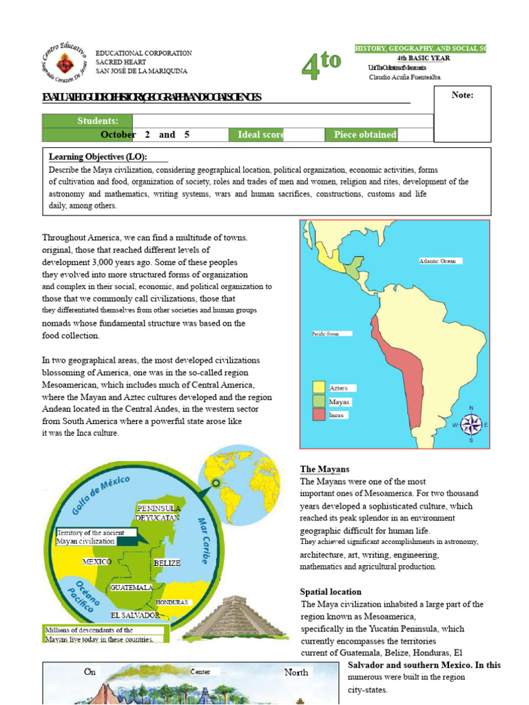 Evaluation H4 - Spatial and Temporal Location of The Mayans | PDF ...