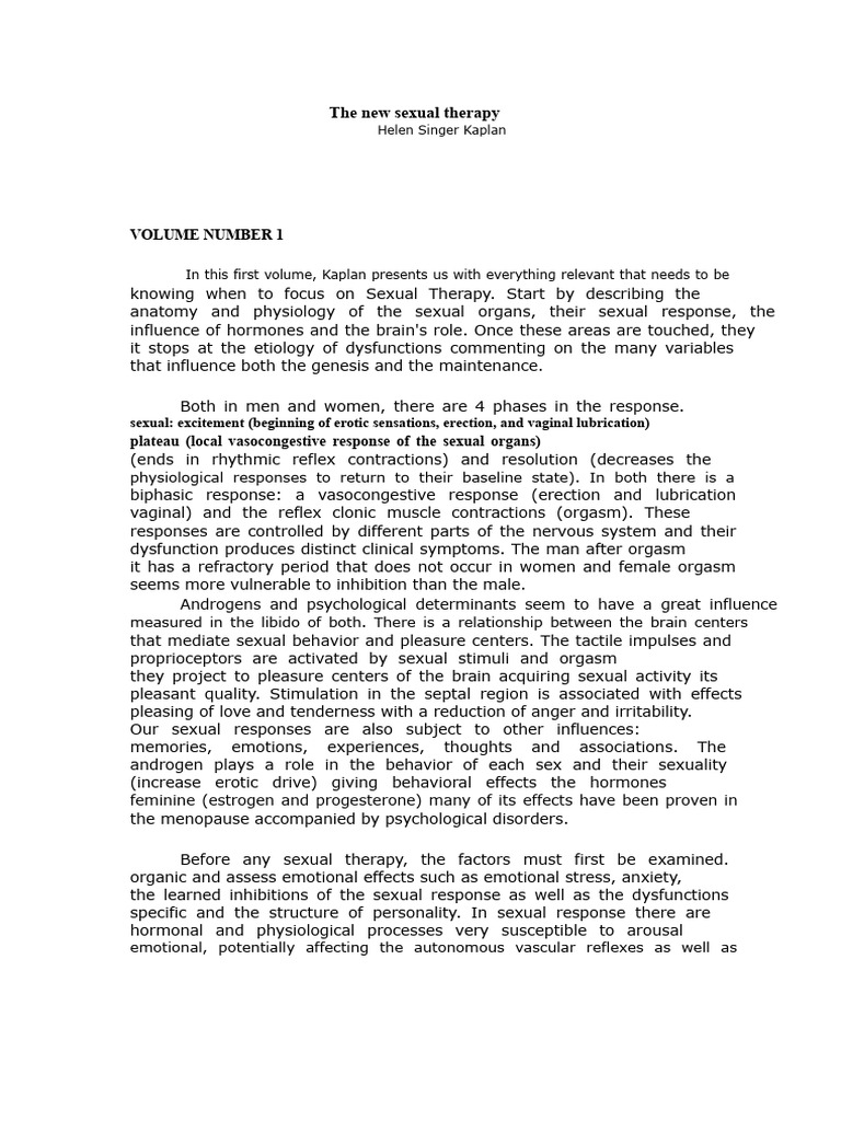 Kaplan, Helen - The New Sexual Therapy | PDF | Orgasm | Sexual Arousal