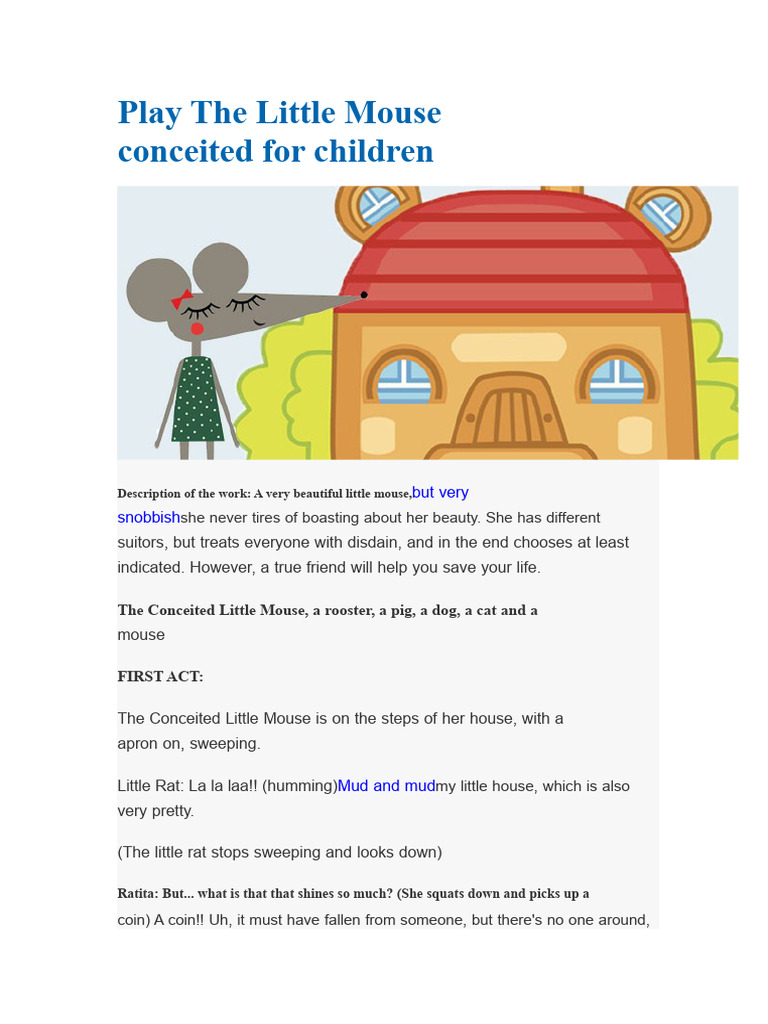 Play The Conceited Little Mouse For Children | PDF