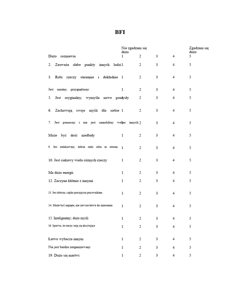 Skala Bfi | PDF