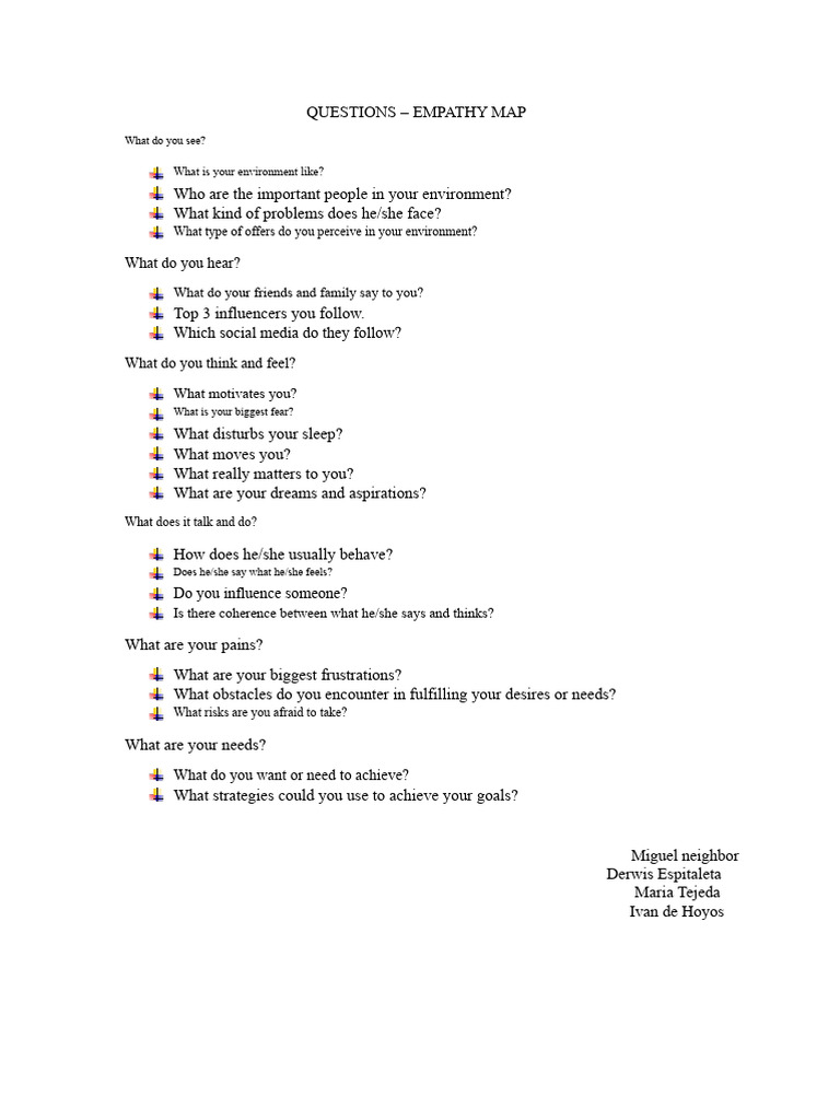 Empathy Map Questions Guide | PDF