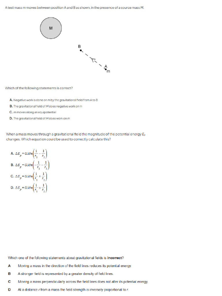 Gravitational Potential Energy Questions | PDF