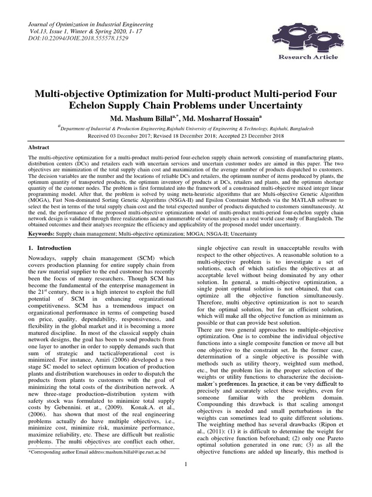 Multi Objective Optimization For Multi P | PDF | Mathematical ...
