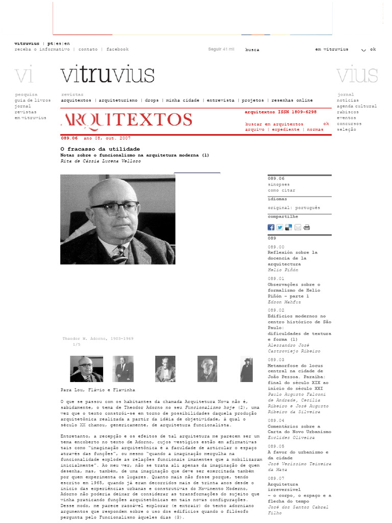 Arquitextos 089.06 - O Fracasso Da Utilidade - Vitruvius | PDF | Método científico | Experiência