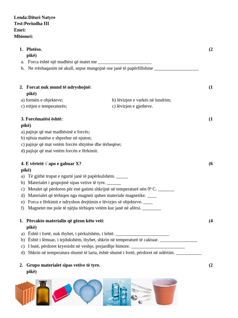 Dituri Natyre 3 - Teste Me Bluprint 2023-2024 | PDF