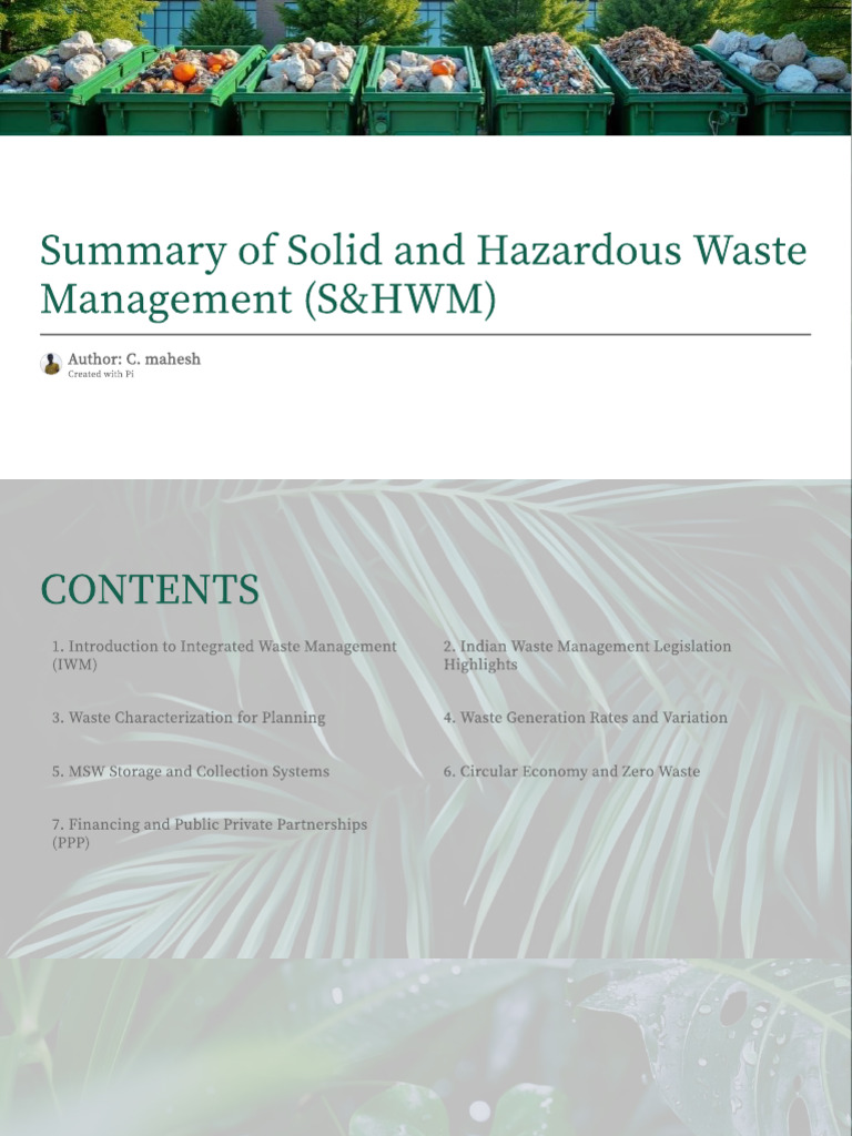 Summary of Solid and Hazardou... | PDF | Waste Management | Waste