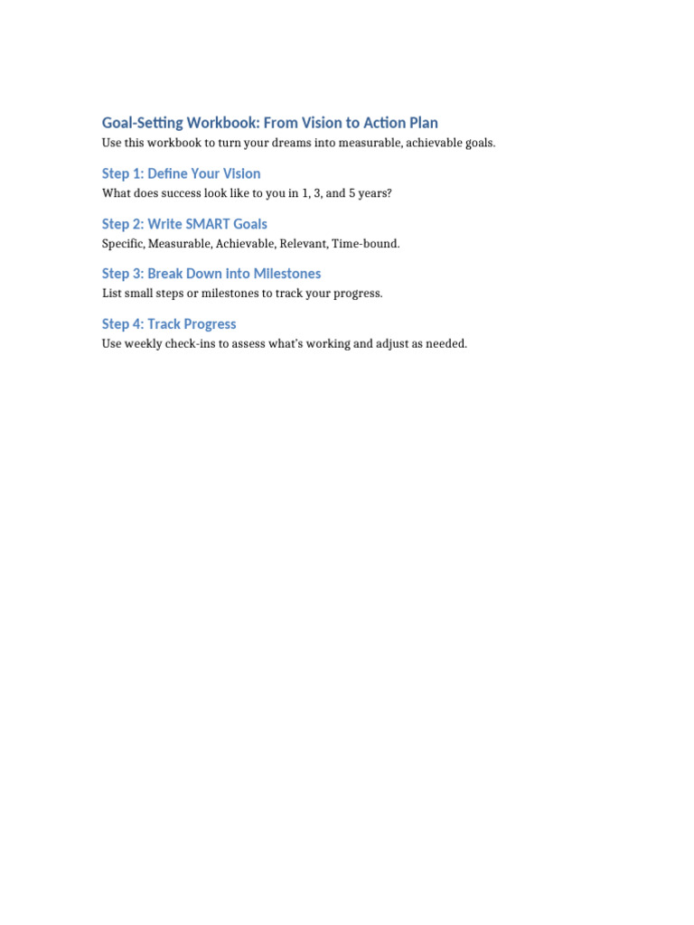 Goal Setting Workbook | PDF