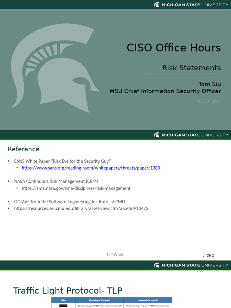 CISO Office Hours: Risk Management Insights | PDF