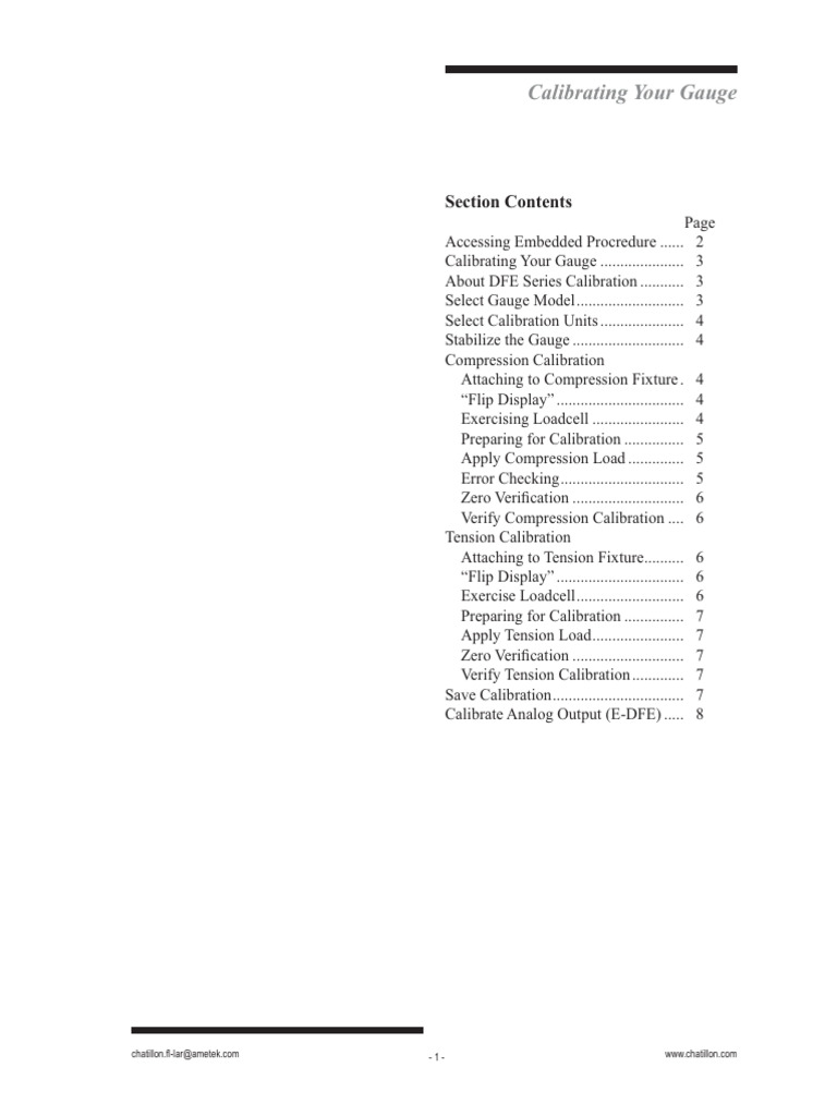 Chatillon DFE Series Calibration Guide | PDF | Calibration | Physical ...