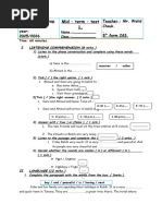 Tunisian 8th Form English Test | PDF | Learning