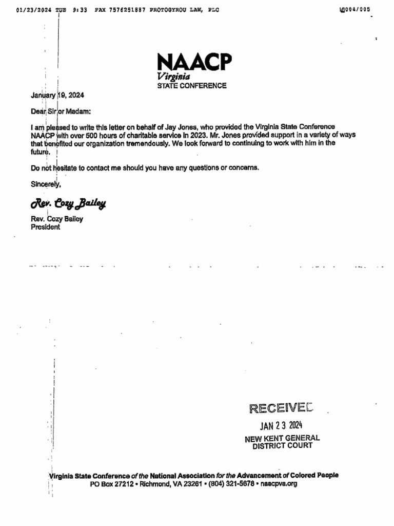 Jones-Cozy Bailey Letter | PDF
