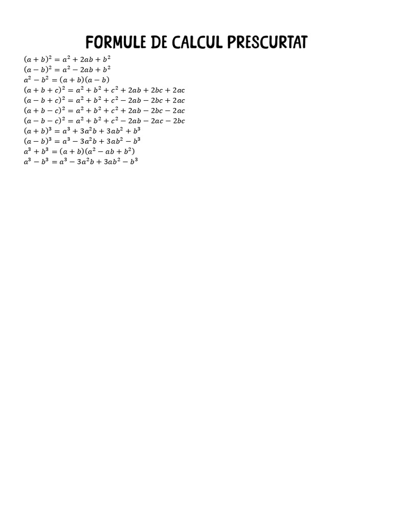 Formule de Calcul Prescurtat | PDF