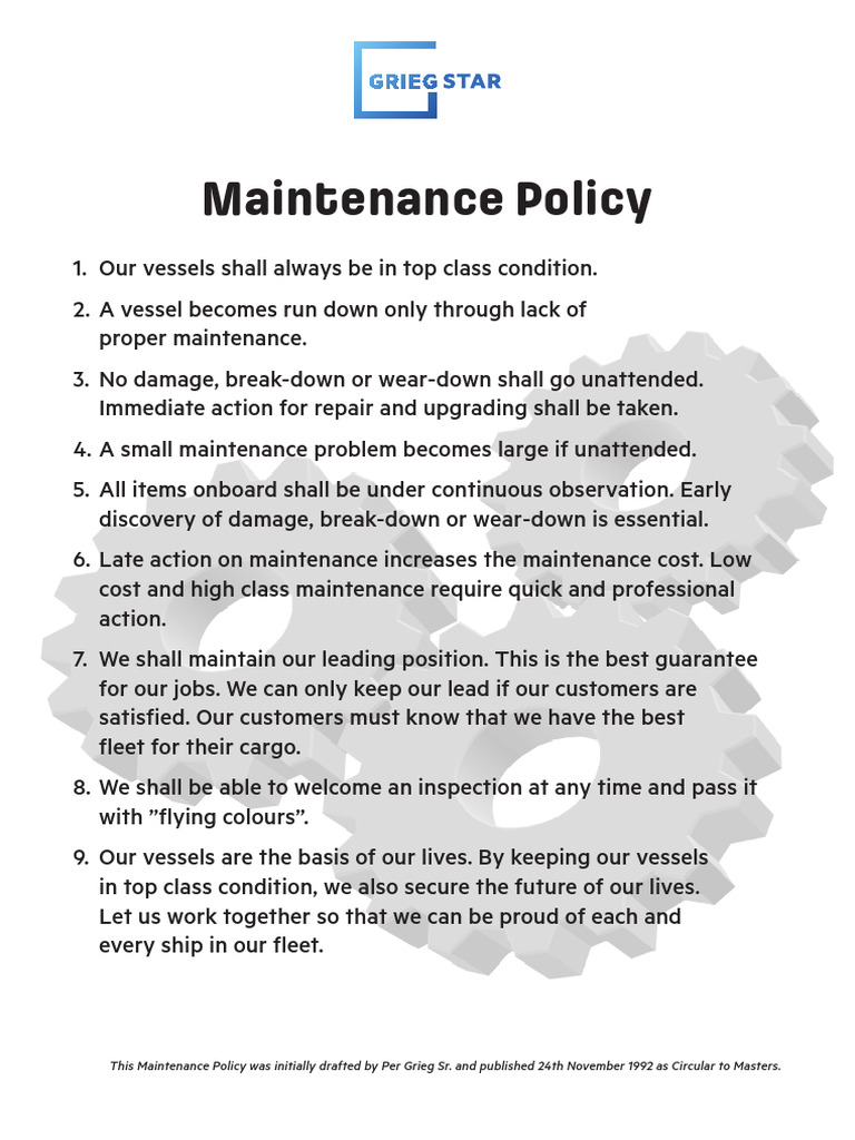 Maintenance Policy | PDF