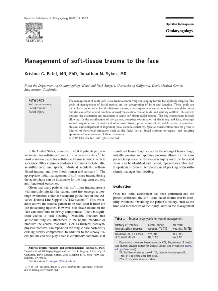 Management of Soft-Tissue Trauma To The Face | PDF | Wound | Surgical ...