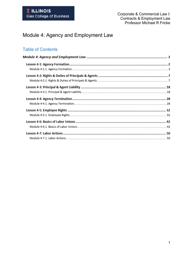 BADM 403 MOOC 1 Module 4 Transcript | PDF | Legal Liability | Law Of Agency
