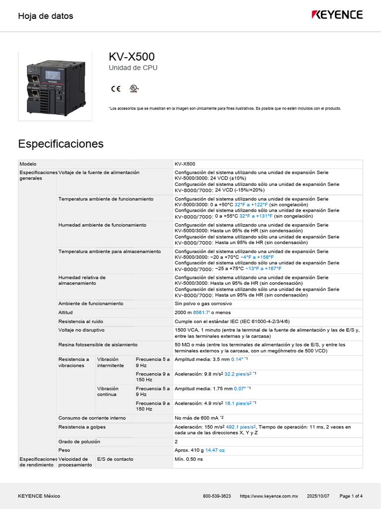 Especificaciones del KV-X500 | PDF | Poco | Almacenamiento de datos de ...