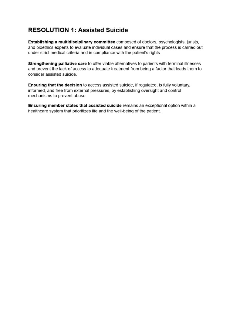 RESOLUTION 1 - Assisted Suicide | PDF