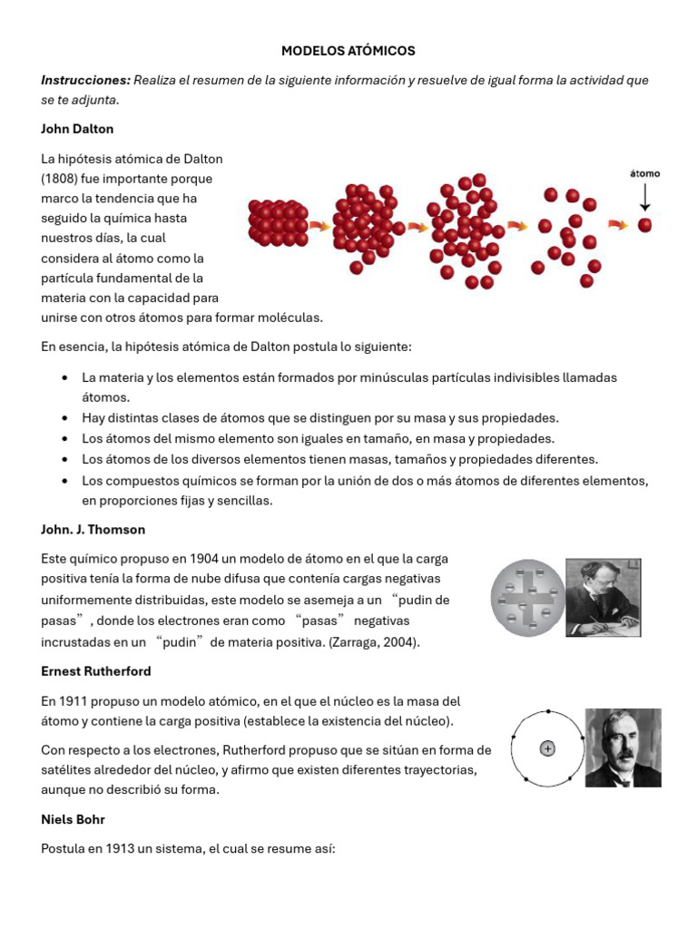 Modelos Atómicos y Partículas Subatómicas | PDF | Átomos | Núcleo atómico