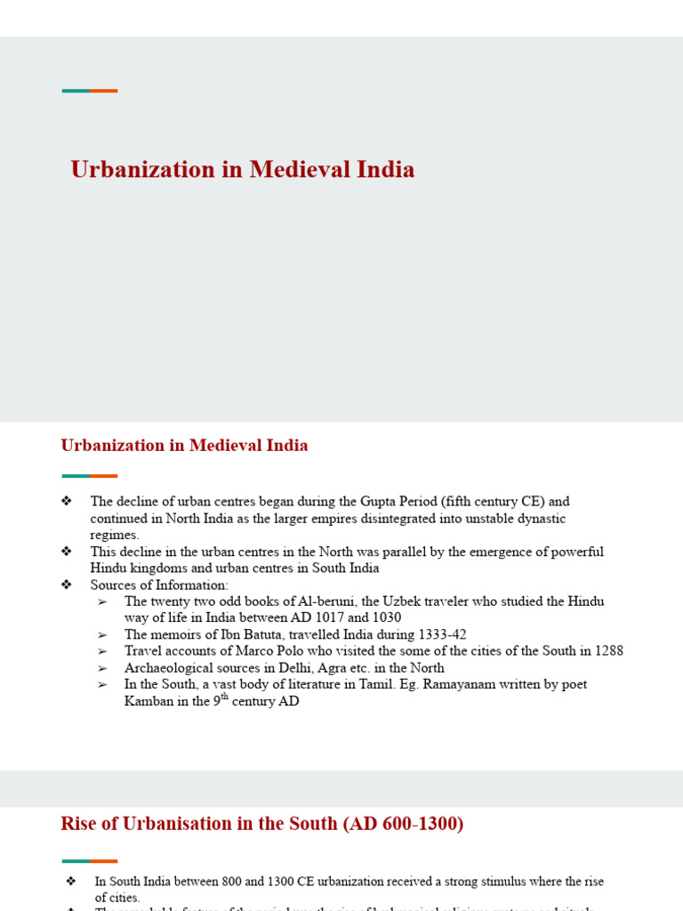 Urbanization in Medieval India | PDF | Mughal Empire | South Asia