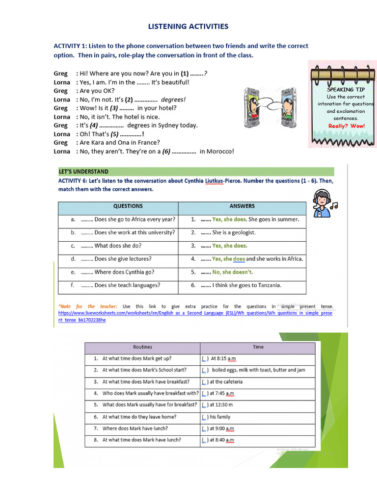 LISTENING and READING ACTIVITIES | PDF | Memorial Day | Observances