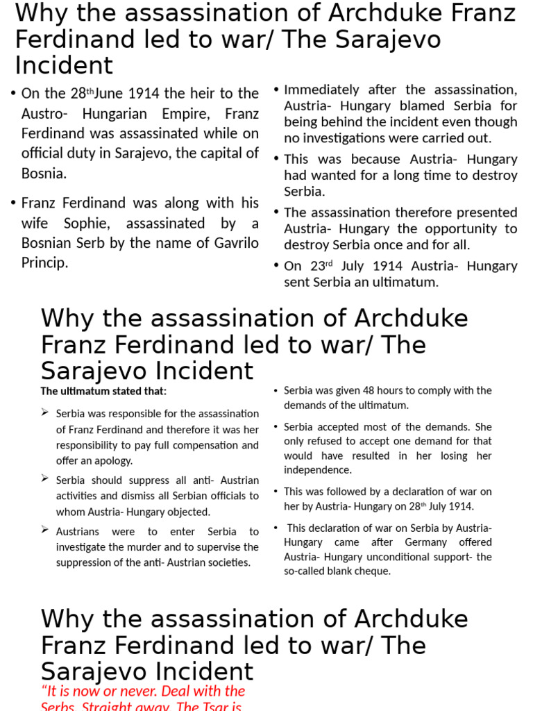 Assassination of Franz Ferdinand: War Catalyst | PDF | Austria Hungary ...
