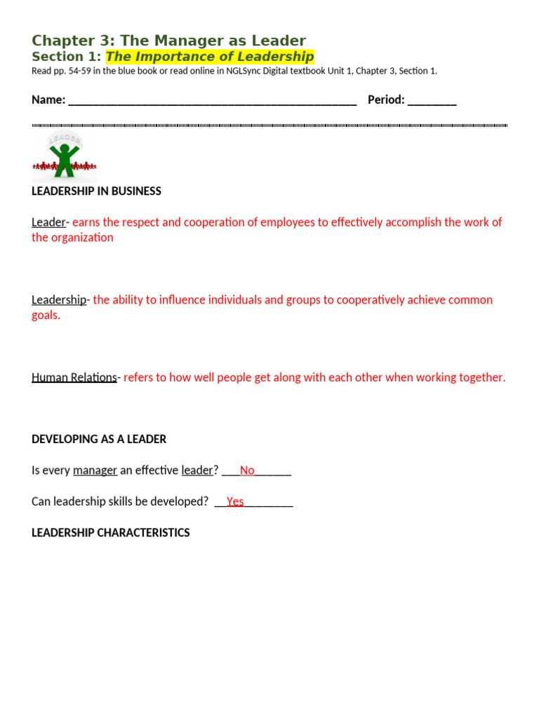 Chapter 3.1 Student Outline | PDF