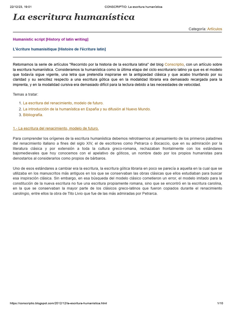 CONSCRIPTIO - La Escritura Humanística | PDF | Renacimiento | Don Quijote