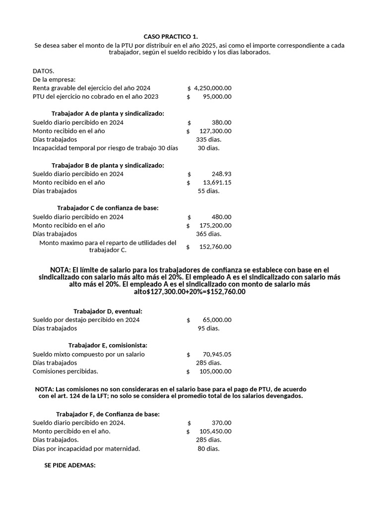 Cálculo de PTU y ISR para Trabajadores | PDF | Impuesto sobre la renta ...