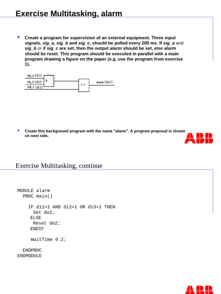 ABB IRC5 Robotware 5 07 - Exercise Multitasking | PDF | Computer ...