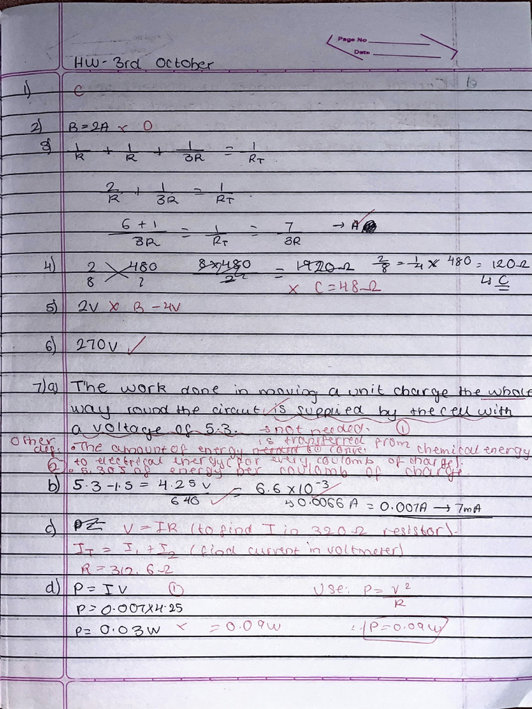 Physics HW 3rd Oct | PDF