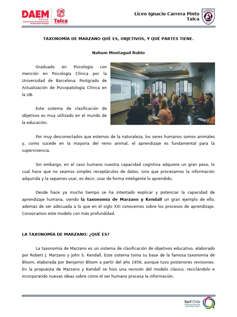 Taxonomía de Marzano: Guía Educativa | PDF | Aprendizaje | Conocimiento