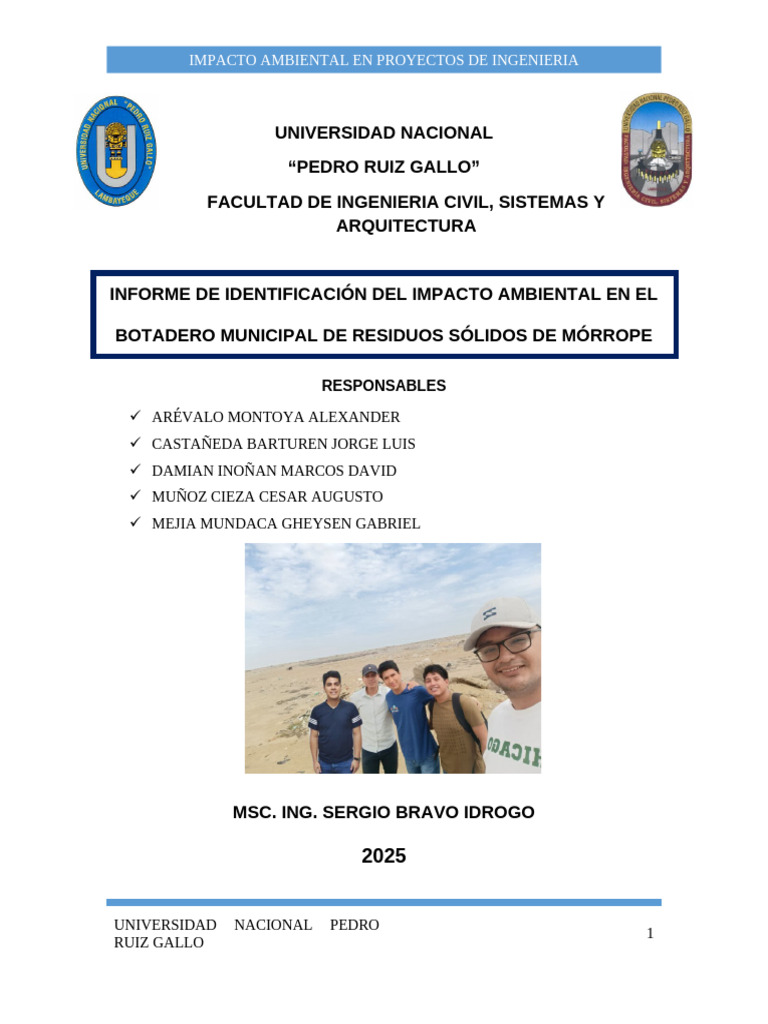Impacto Ambiental en Botadero Mórrope | PDF | Residuos | Entorno natural