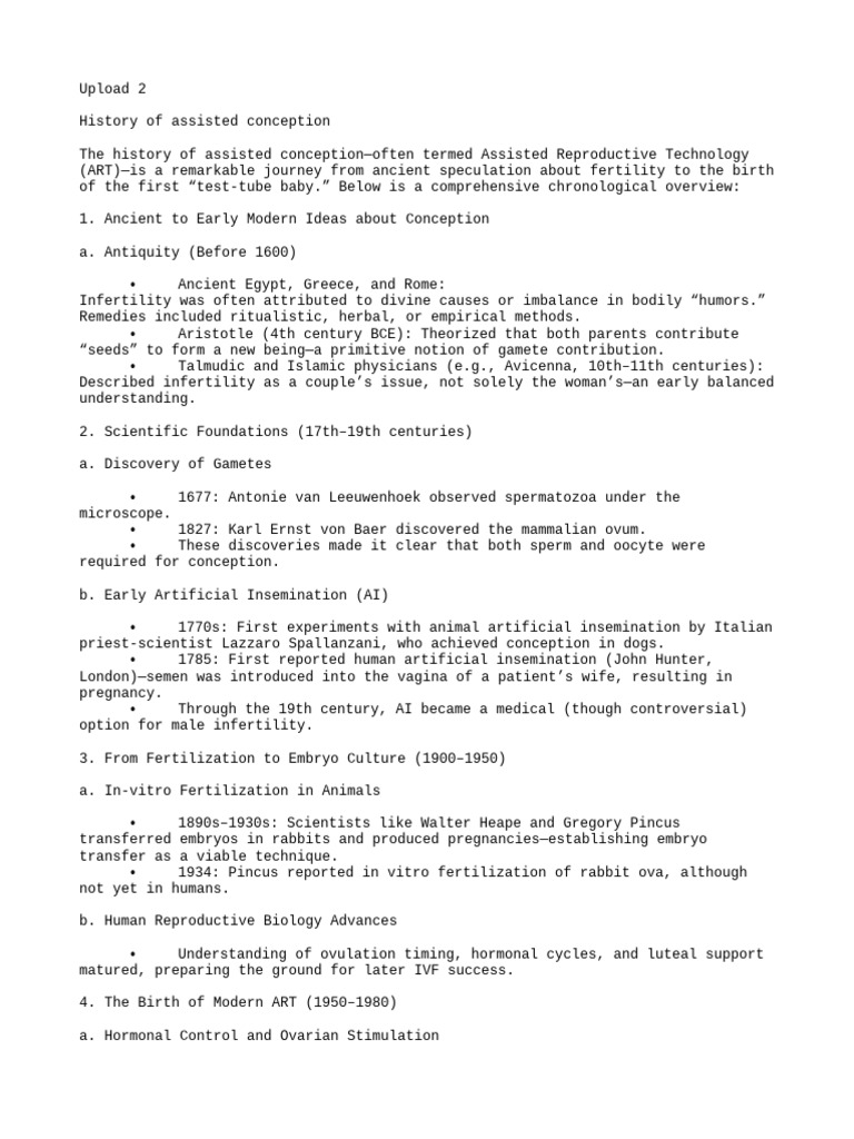 History of Assisted Conception Overview | PDF | In Vitro Fertilisation ...