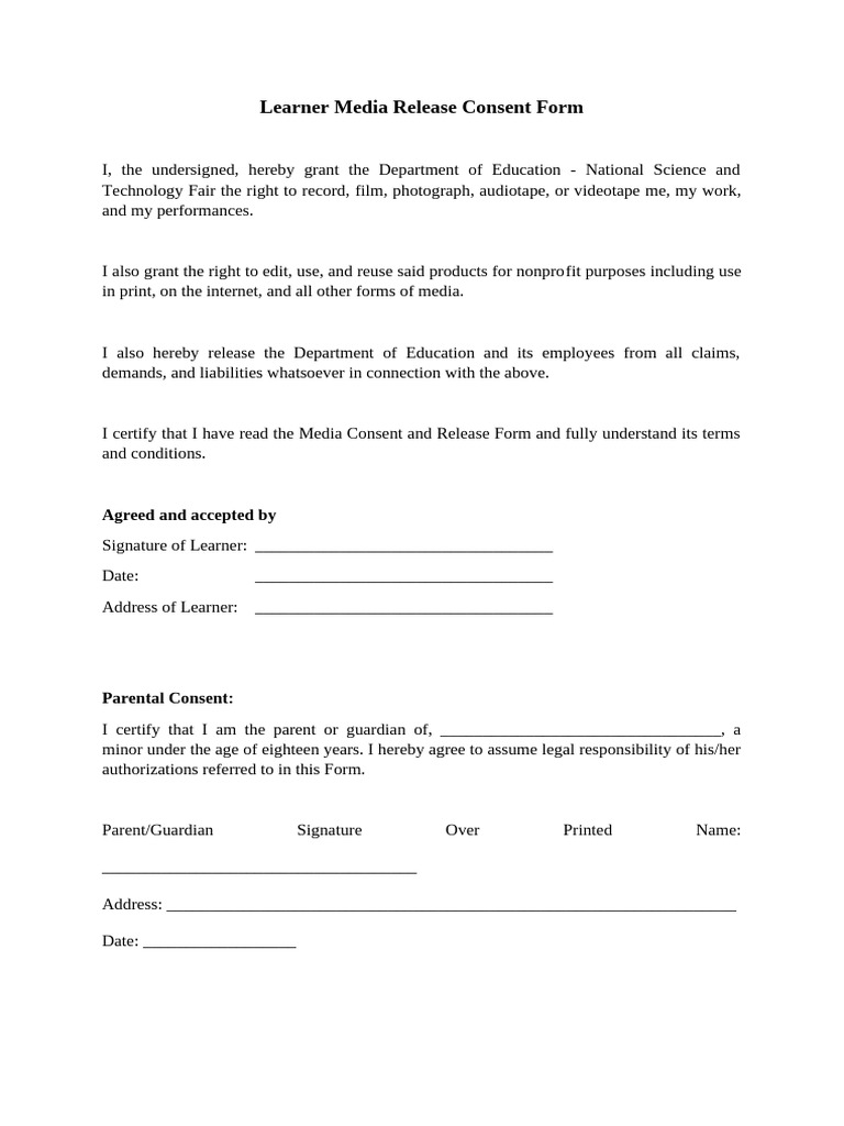 Learner Media Release Consent Form | PDF