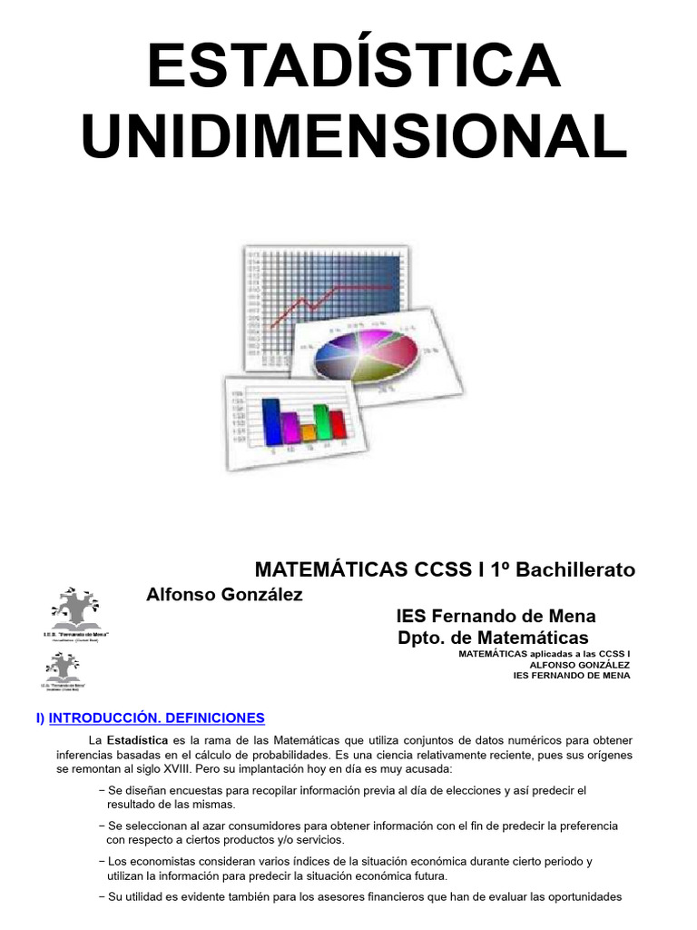 TeorÃ A EstadÃ Stica Unidimensional | PDF | Histograma | Estadísticas