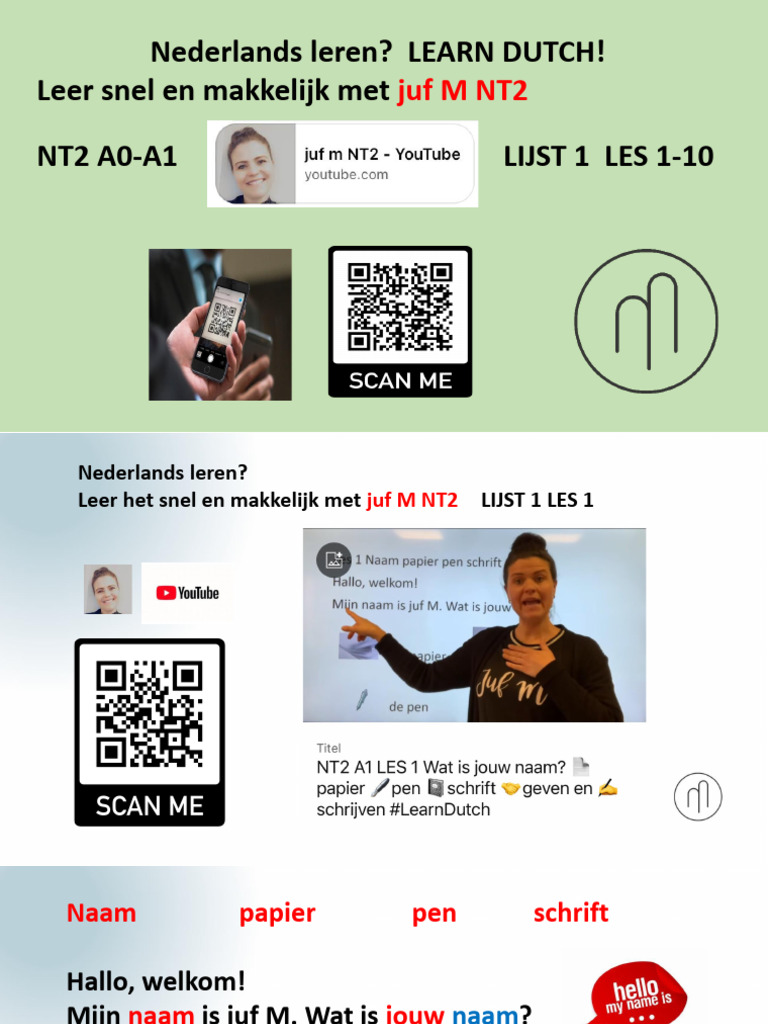 Lijst 1 A1 Les 1-10 Juf M Youtube 2 | PDF