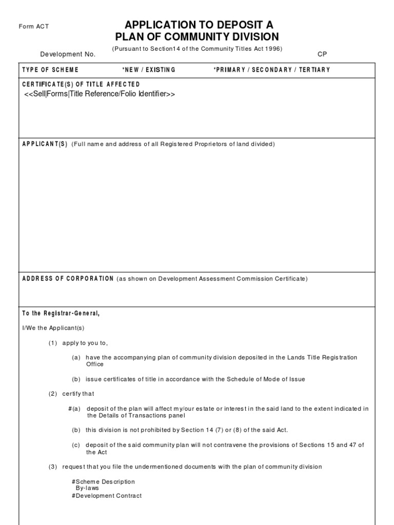 ACT Application For Deposit of A Community Plan | PDF | Violence | Business