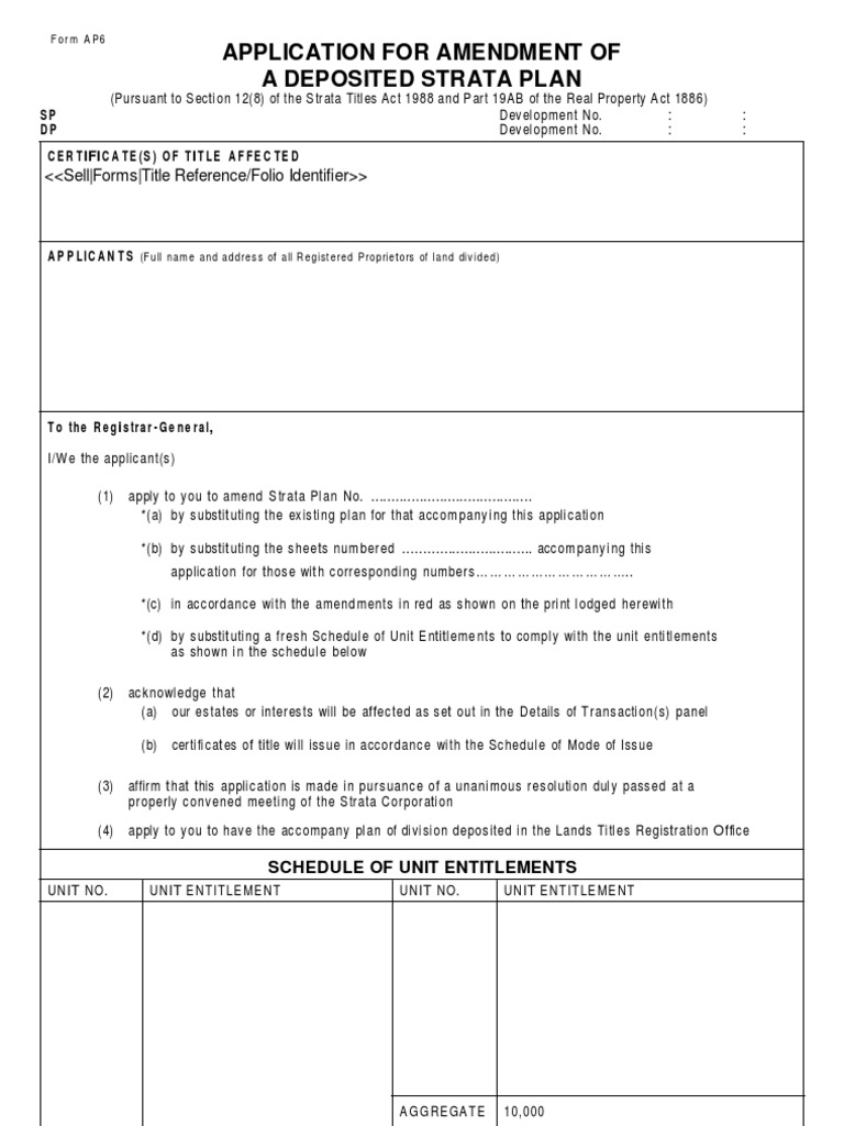 AP6 Amendment of A Strata Plan by Adding or Removing Land | PDF