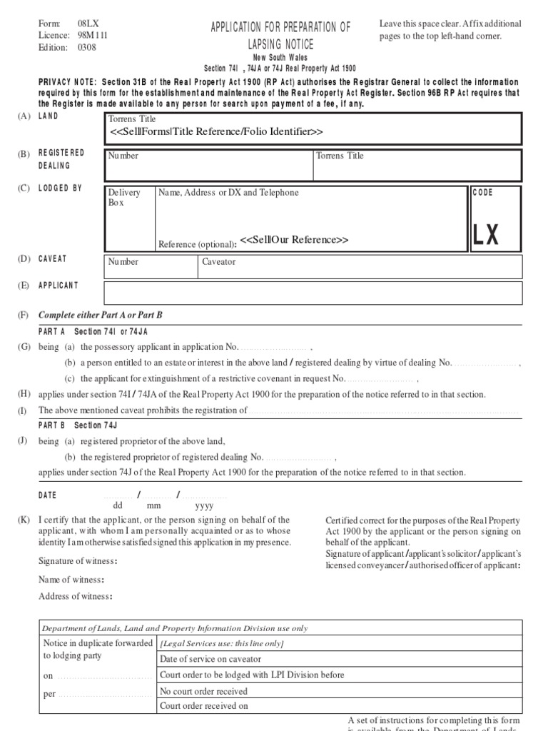 Application For Preparation of A Lapsing Notice | PDF | Civil Law ...