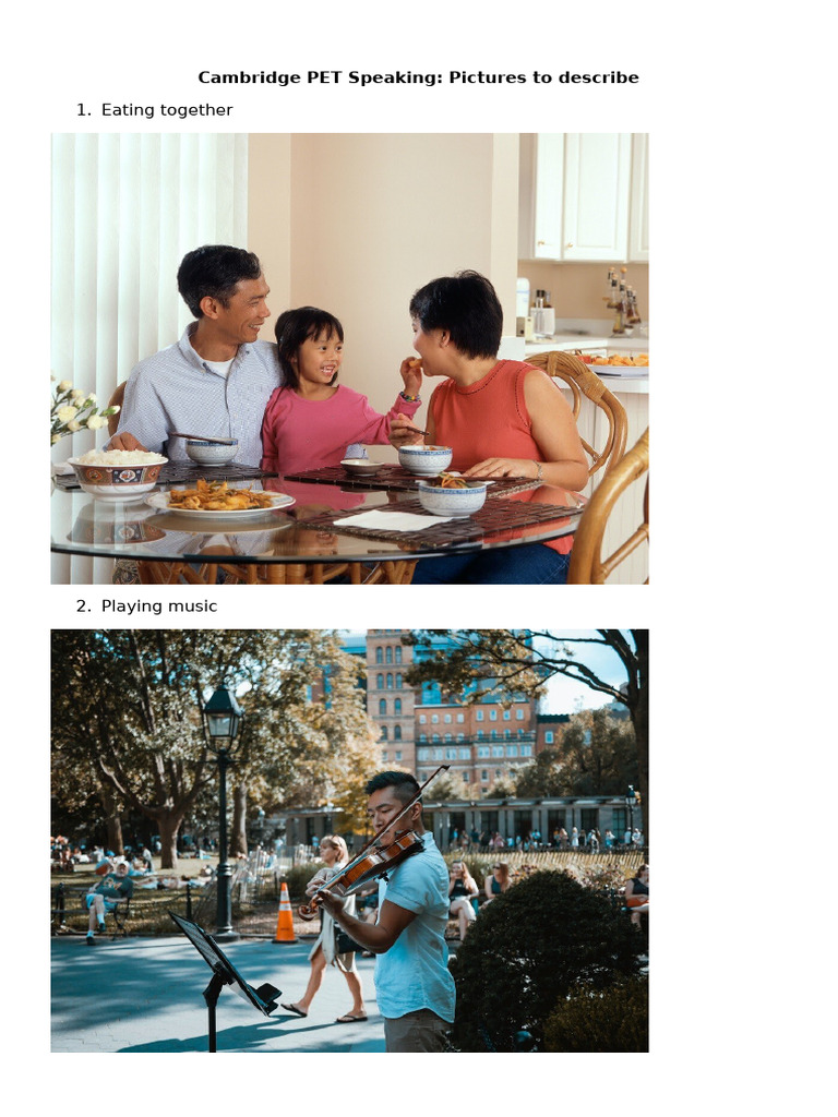Cambridge PET Speaking - Picture Description | PDF
