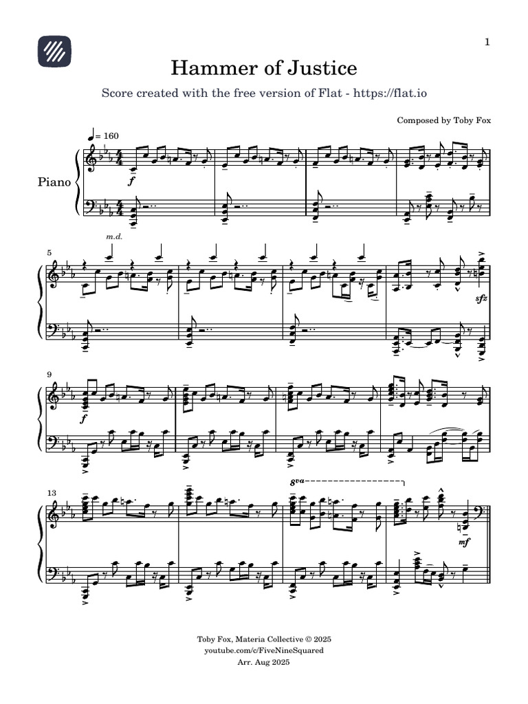 Hammer of Justice Piano Sheet Music | PDF