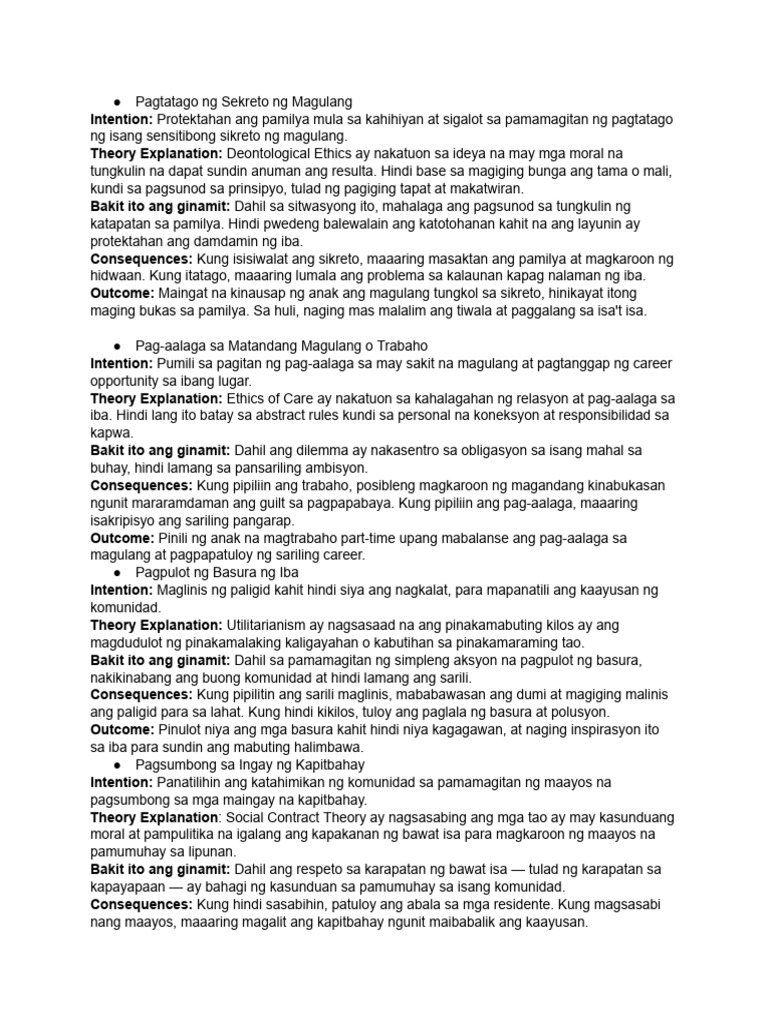 Ethics Dilemmas Example | PDF