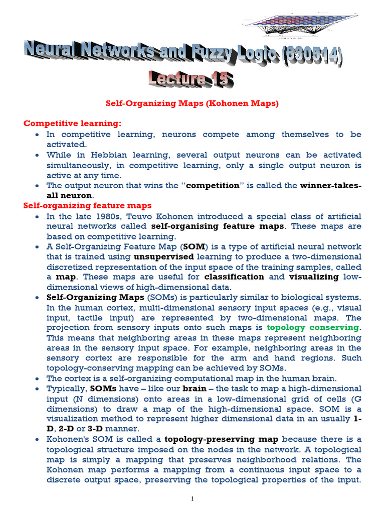 Self-Organizing Maps (Kohonen Maps) | PDF | Applied Mathematics ...