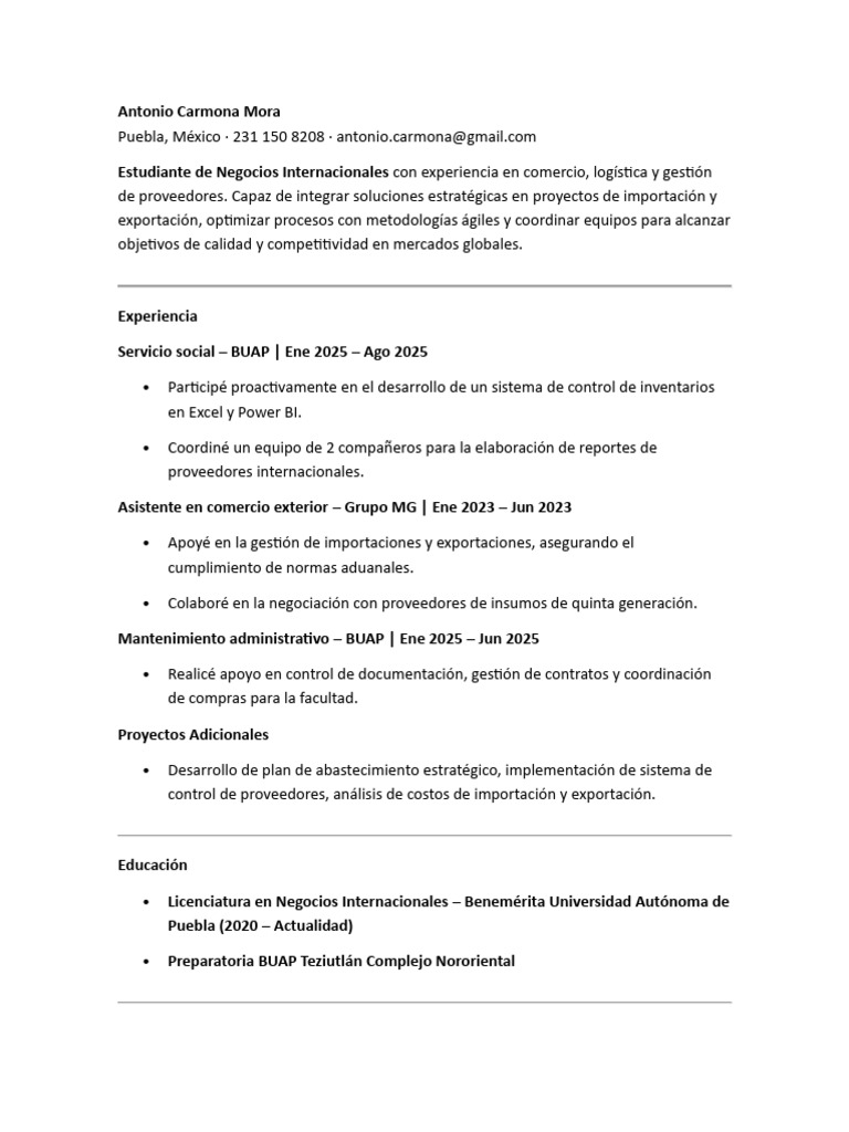 Mi Primer CV | PDF